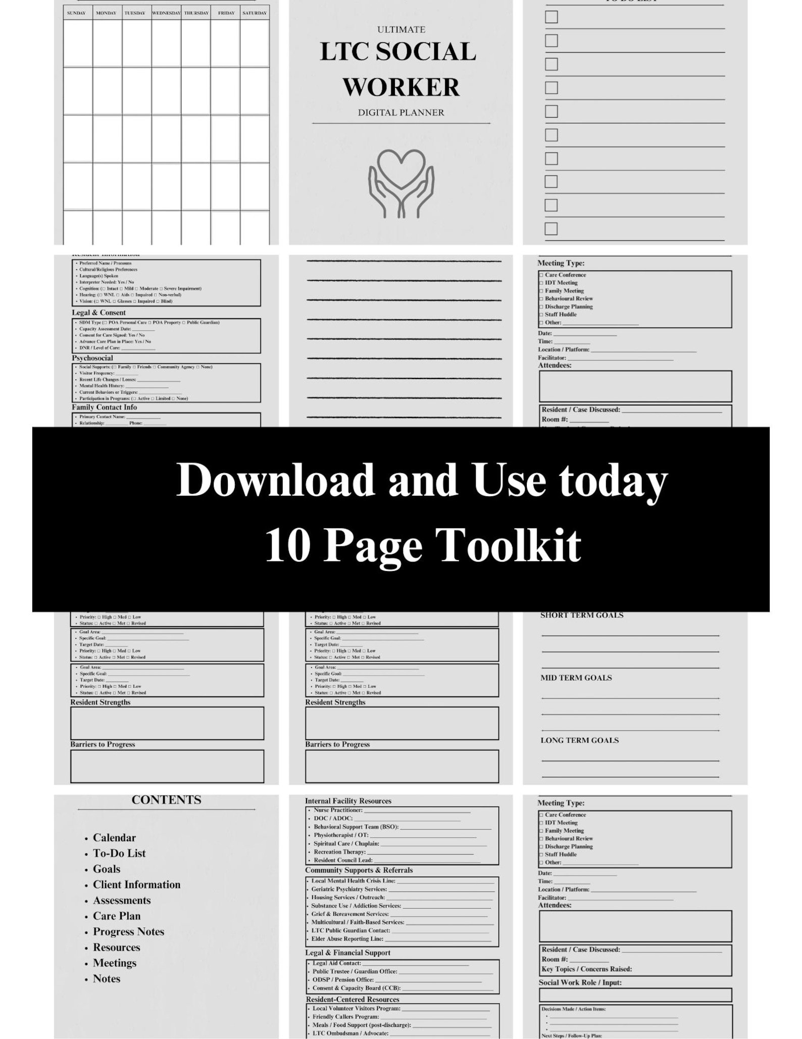 LTC Social Work Planner, Nursing Home Social Work Template, Editable ...
