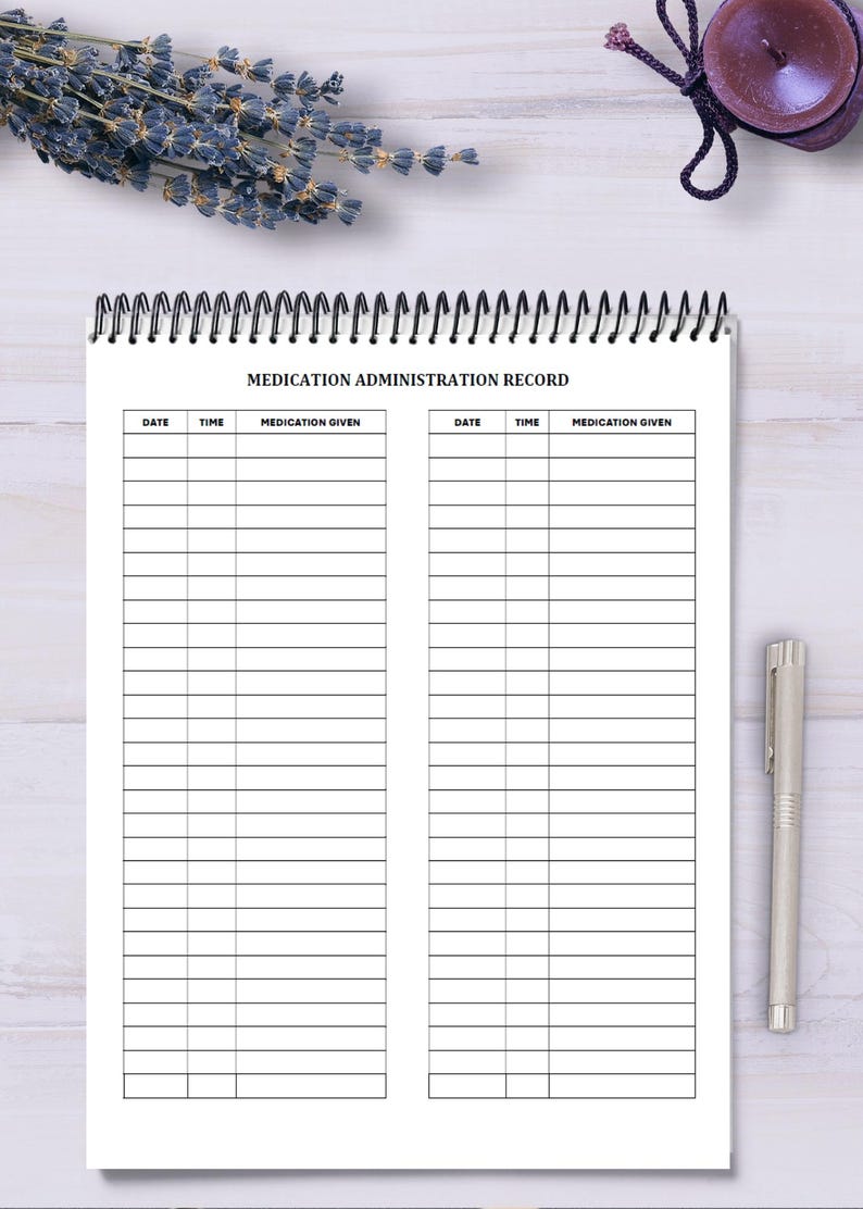 Printable Medication Administration Record Bundle, Nurse & Caregiver ...