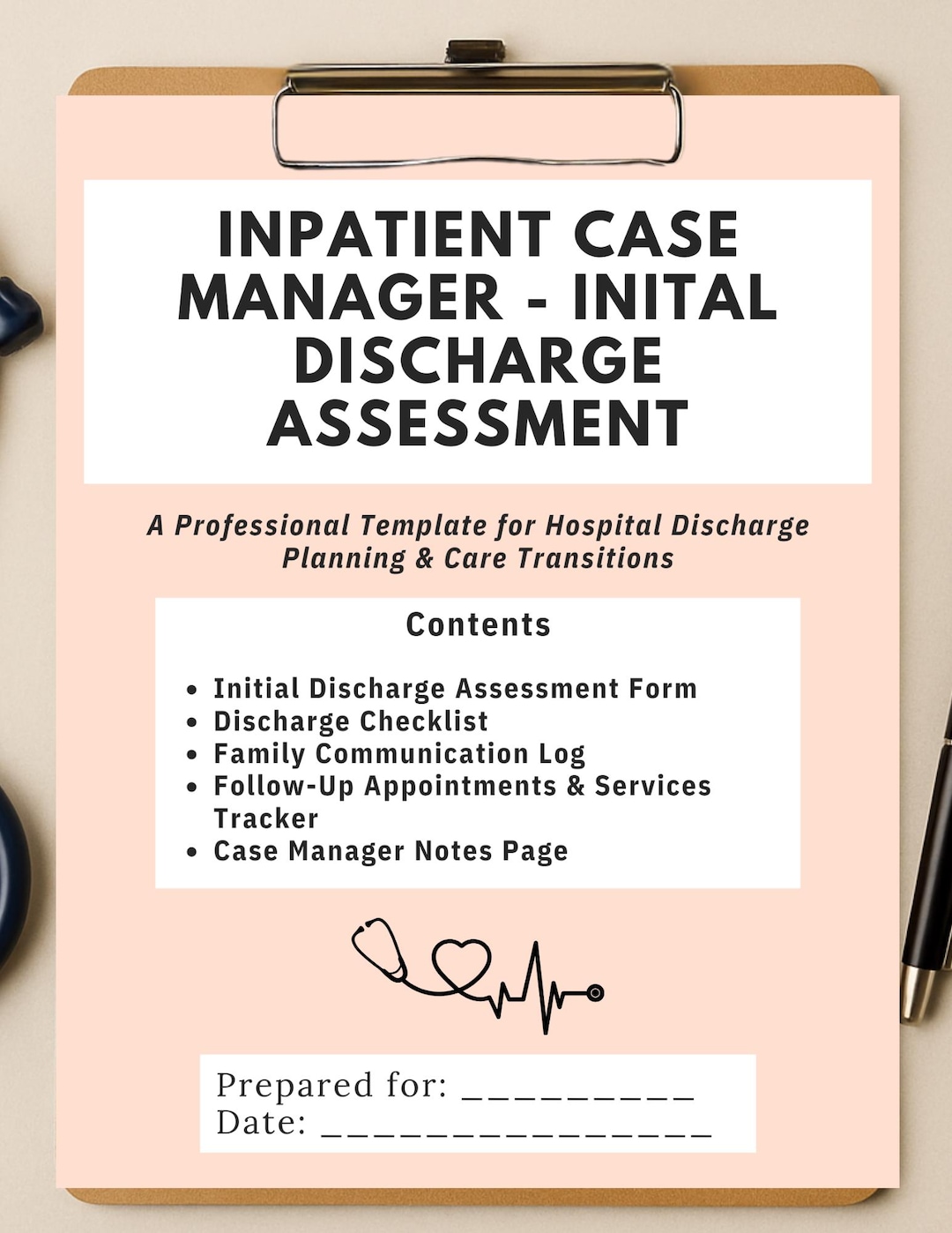 Inpatient Case Manager Initial Discharge Assessment Form, Hospital ...