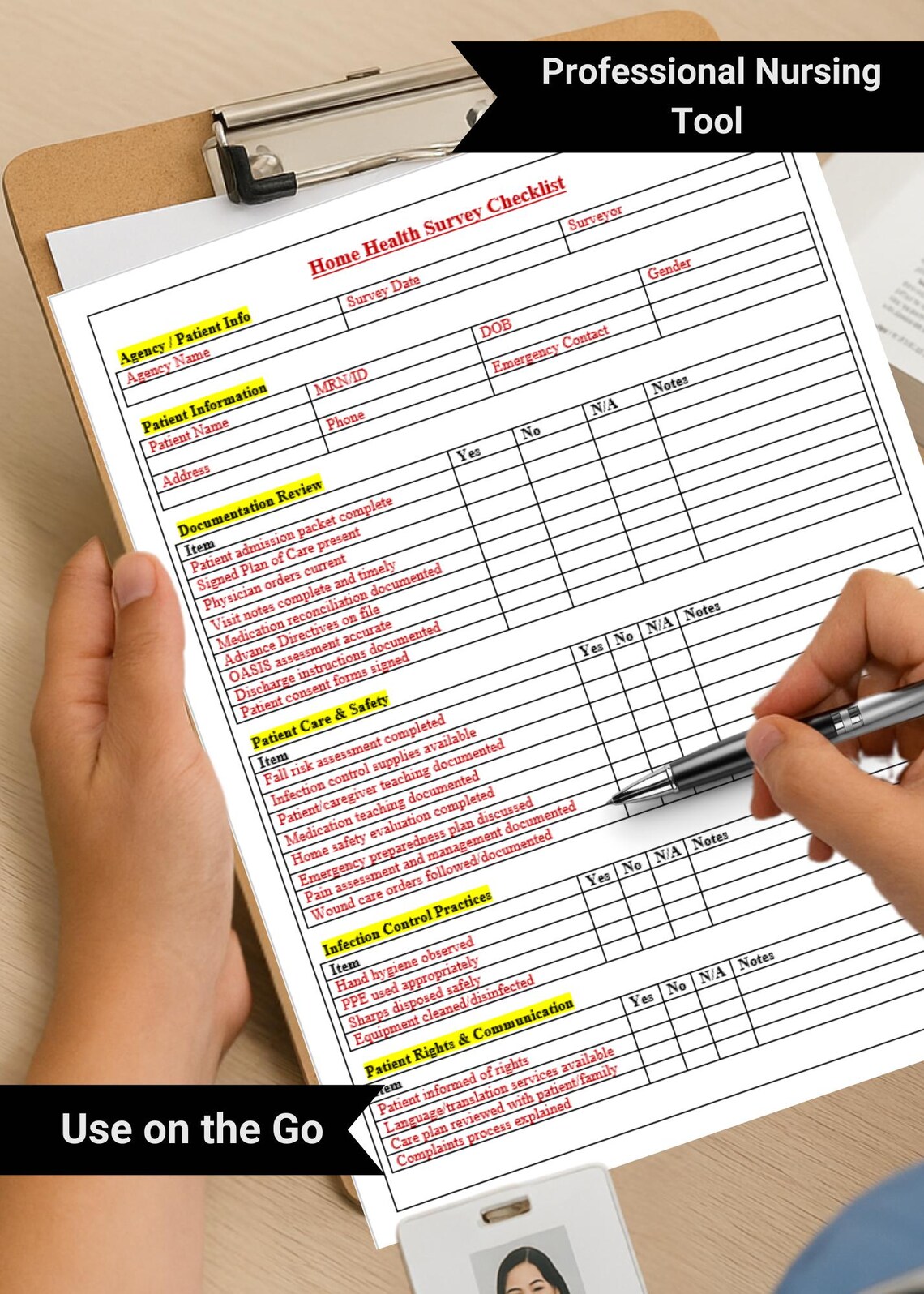 Home Health Survey Checklist, Editable Word Document, Nursing Form ...