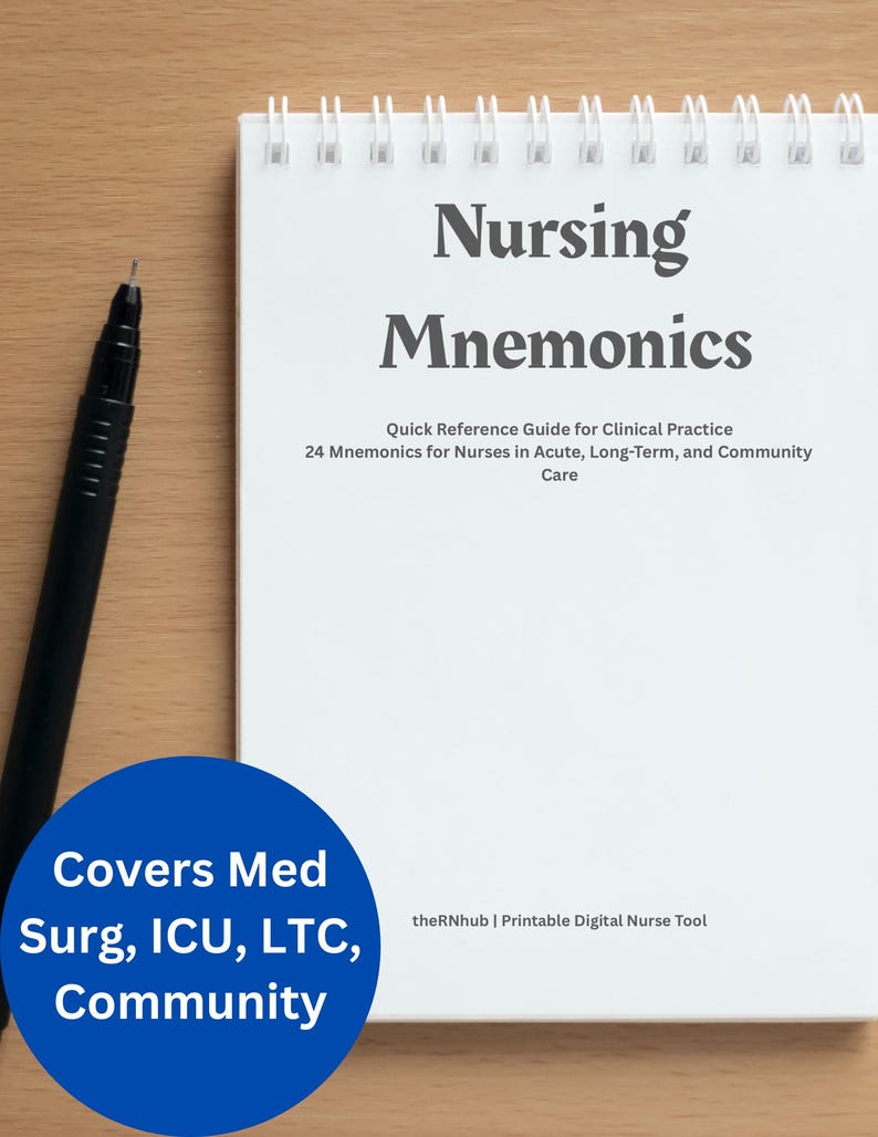 Nursing Mnemonics Study Guide PDF | Clinical Cheat Sheet for Nurses ...