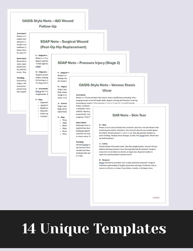 Wound Care Nursing Charting Kit, Soap, Dar, Oasis Notes, Printable and ...