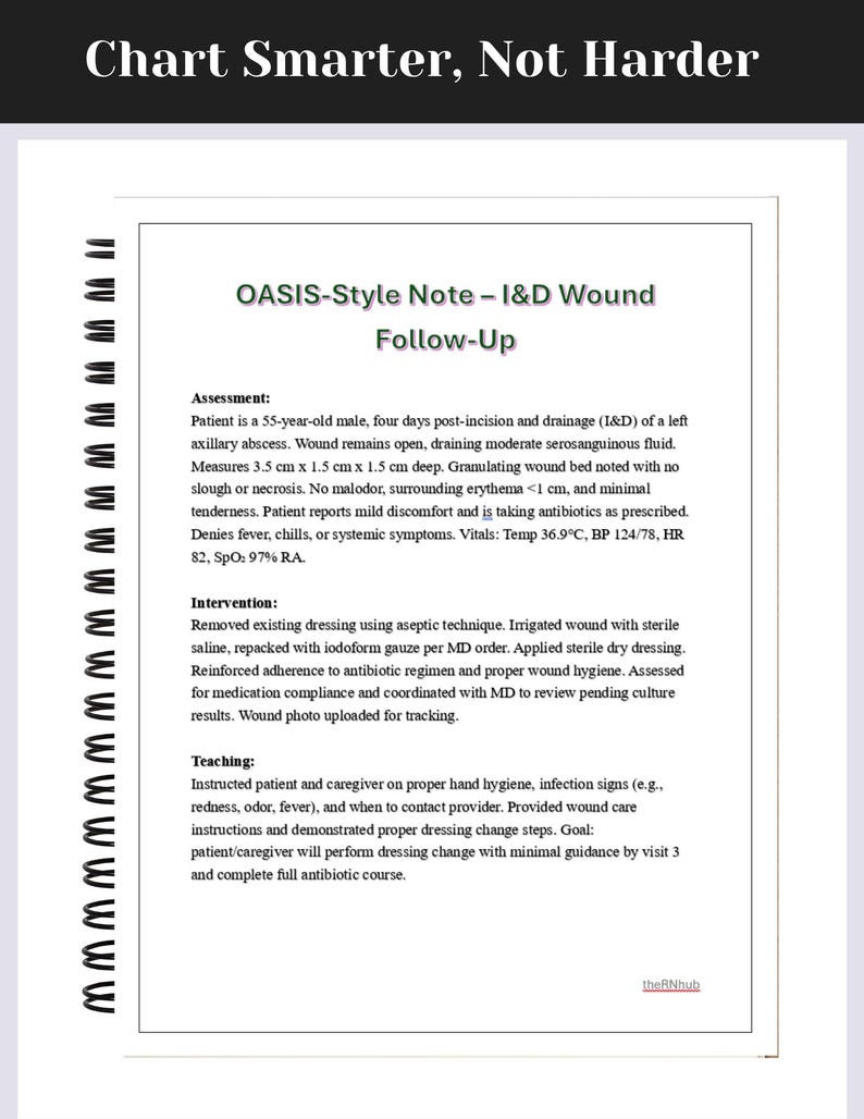 Wound Care Nursing Charting Kit, Soap, Dar, Oasis Notes, Printable and ...