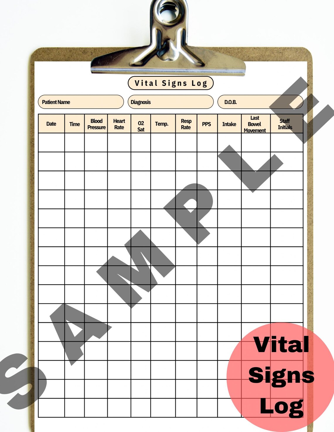 Printable Vitals Sheet for Nurses, SNF Vitals , LTC Vital Sheet ...