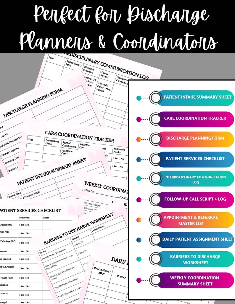 Case Management Sheet Bundle for Patient Care, Patient Care Coordinator ...