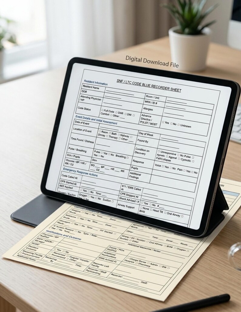 Editable Code Blue Template for SNF and LTC , Post Code Debrief Form ...