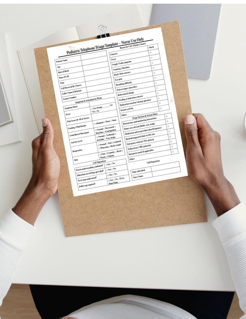 Telephone Triage Worksheet + Call Log – Non Editable PDF for Clinic ...