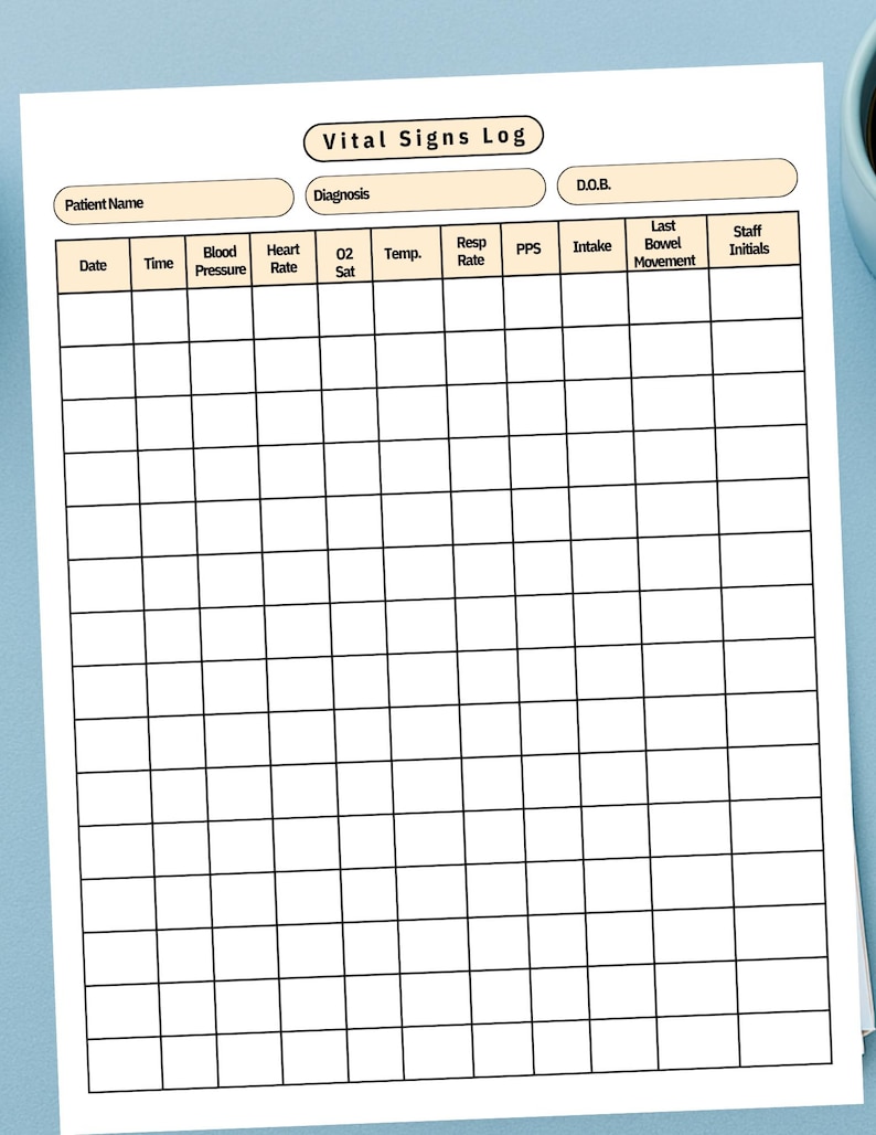 Printable Vitals Sheet for Nurses, SNF Vitals , LTC Vital Sheet ...