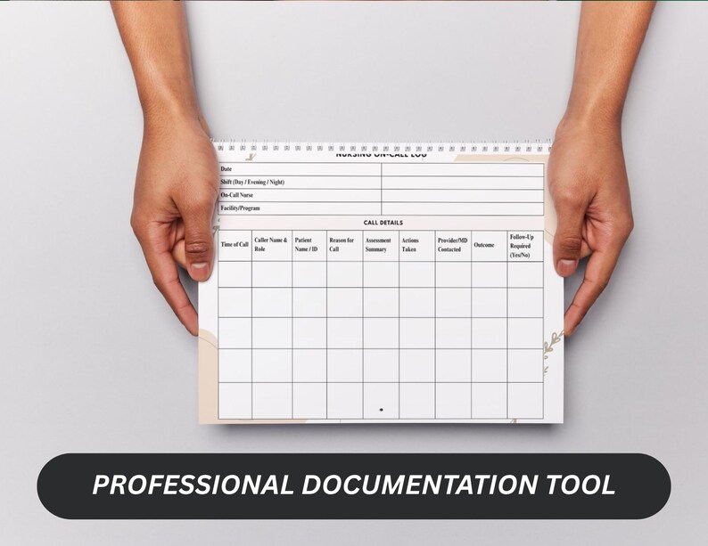 Nursing On-call Log Template Landscape | Printable Nurse Call Sheet PDF ...