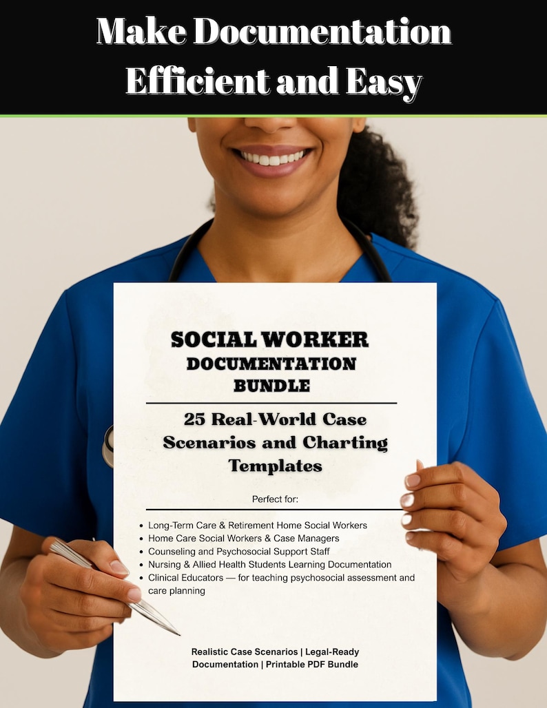 Social Worker Printable Documentation Template Bundle for Ltc & Home ...