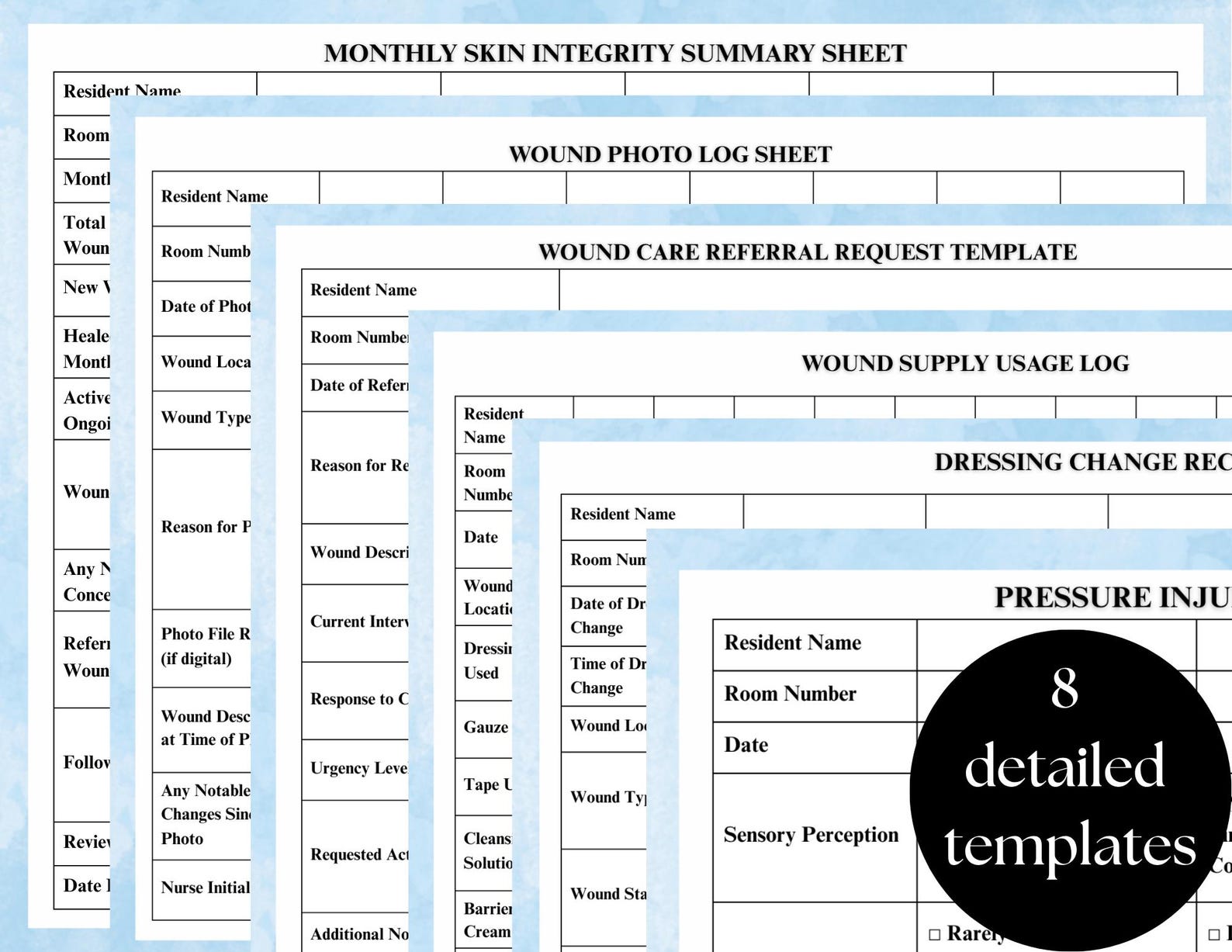 Wound Care Documentation Forms for Nurses, Printable Skin Integrity ...