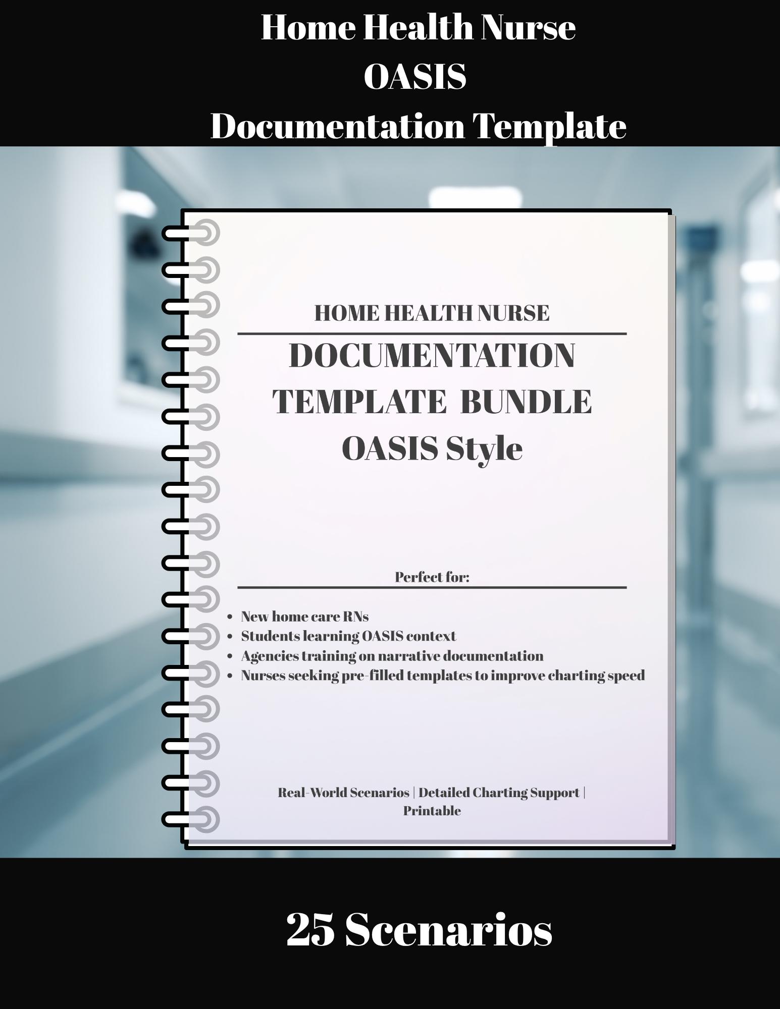 Home Health Nursing Notes Bundle, Printable Charting Templates, 25 Real ...