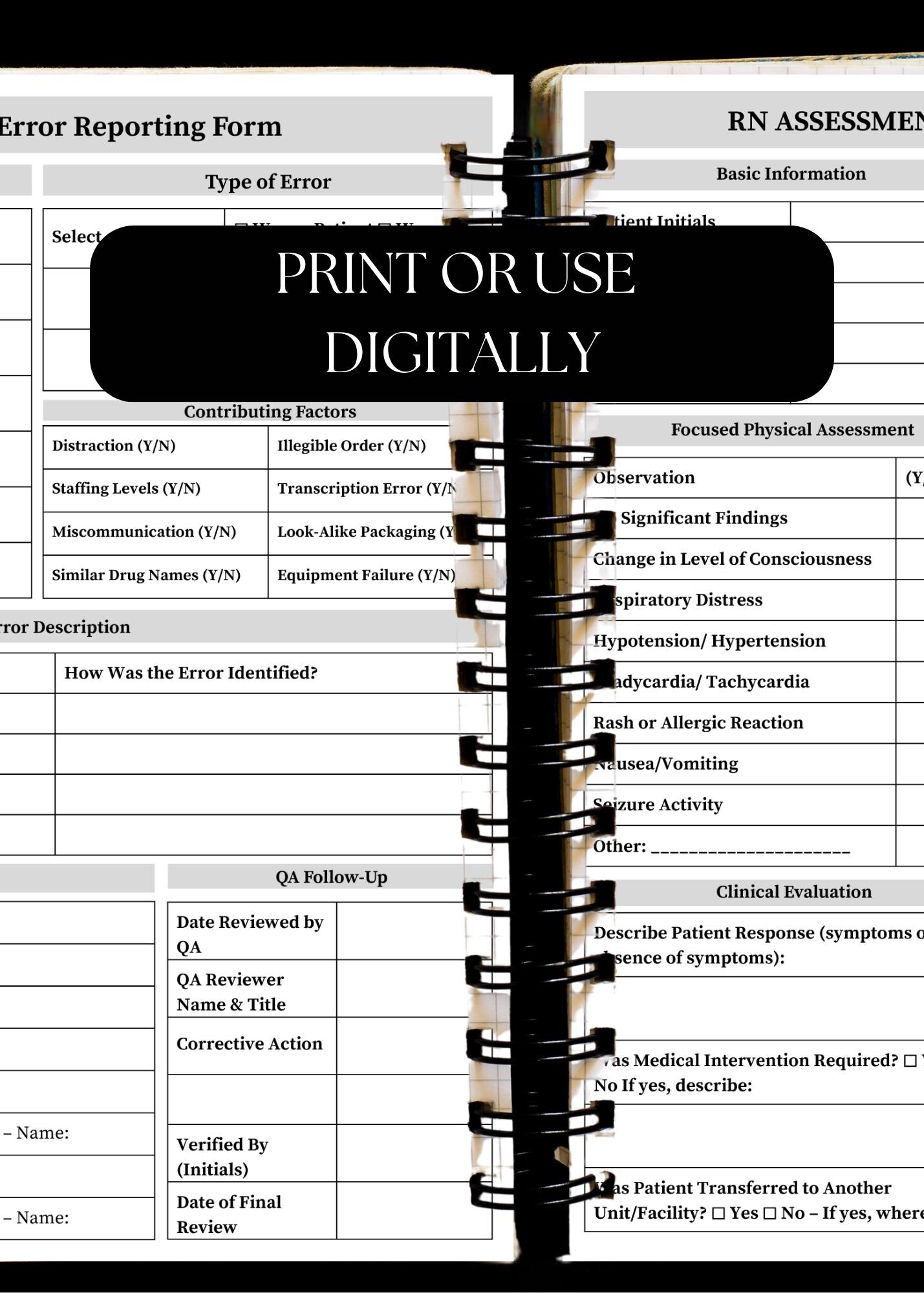 Medication Error Reporting Form for Nurses, Medication Error Incident ...