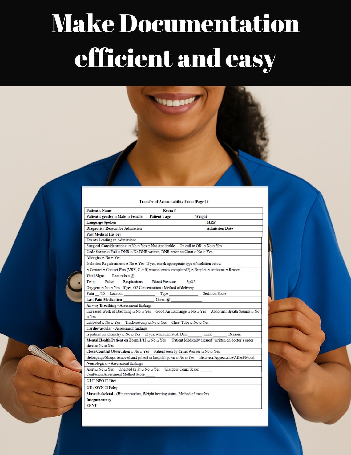Patient Transfer of Accountability Printable Pdf Form, Nurse Handover ...