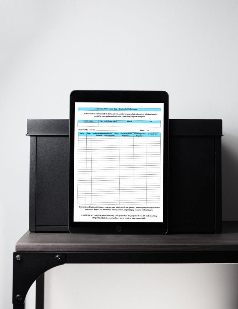 Controlled Substance Medication Count Log | Printable Shift Audit Sheet ...