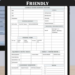 Charge Nurse Report Sheet Bundle, Printable Handoff Report and ...