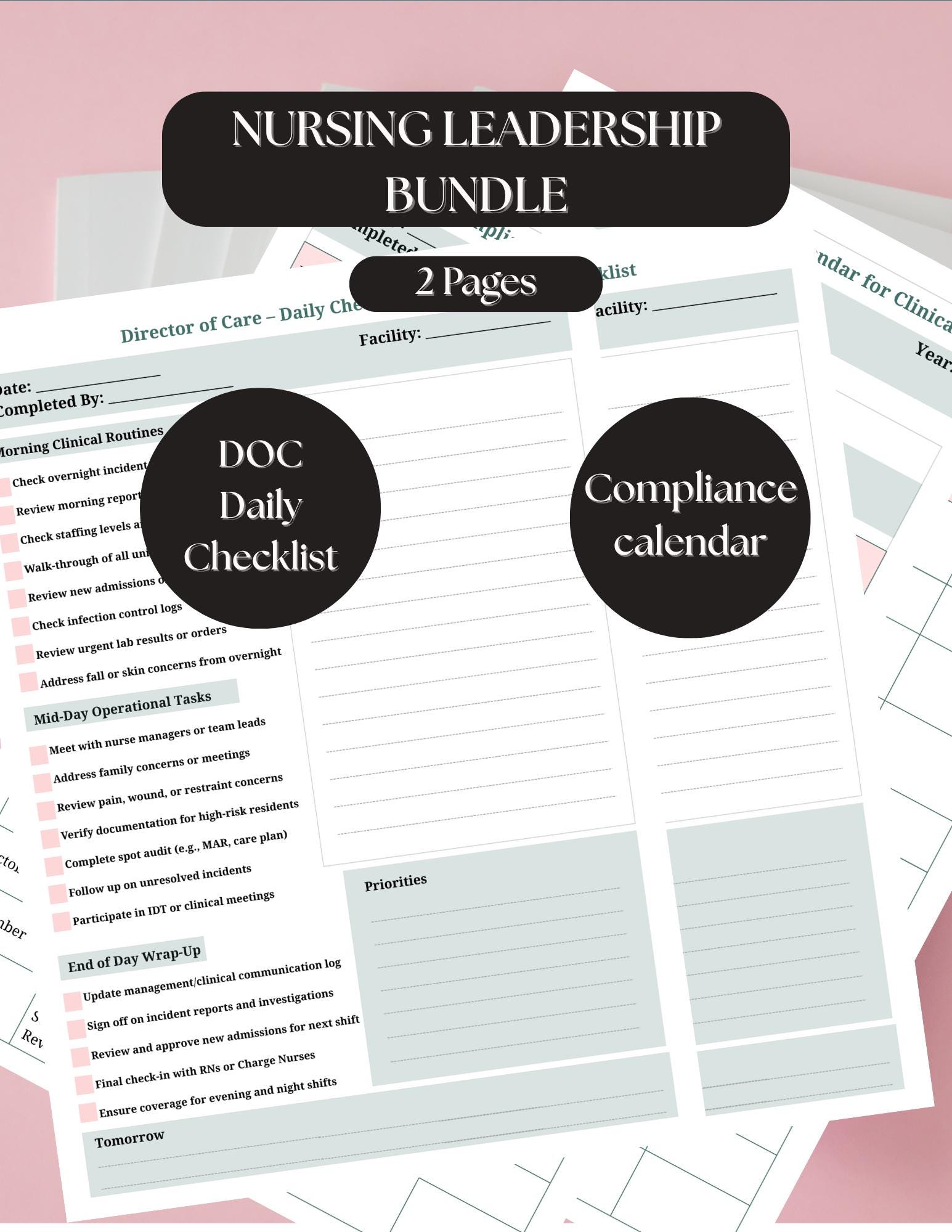 Nurse Manager Daily Checklist , Doc Daily Task List , Director of Care ...