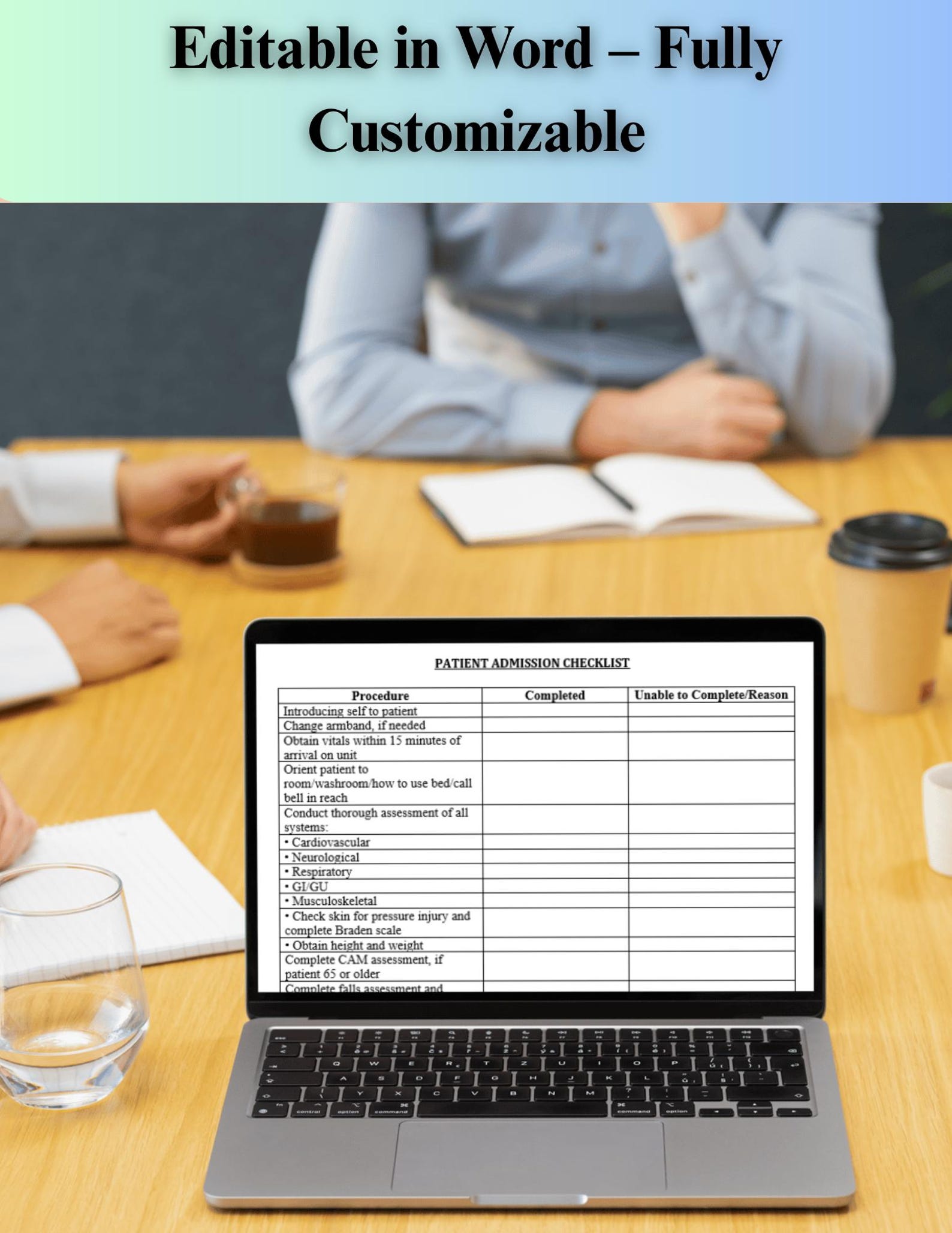 Patient Admission Checklist Template for Nurses, Editable Word Document ...