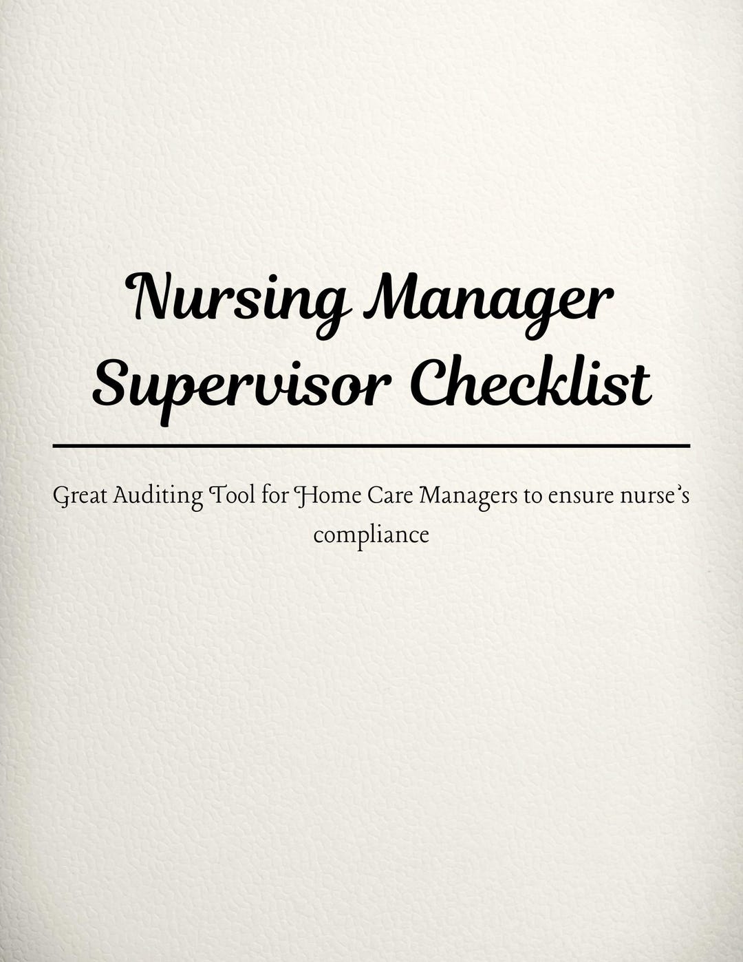 Nurse Manager Forms for Community, Nurse Audit Compliance Checklist PDF ...