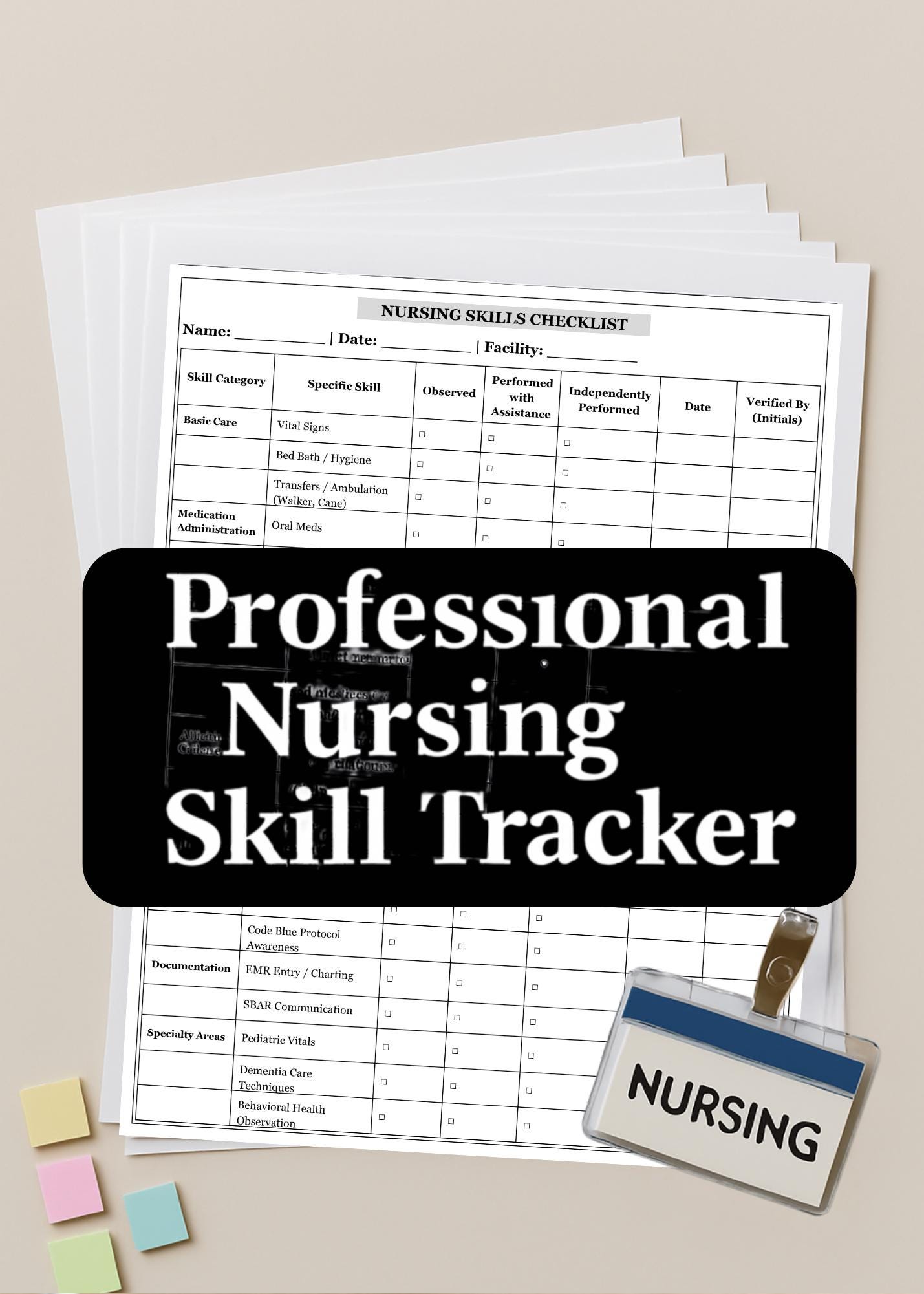 Editable Nursing Skills Checklist Template, Printable Nursing Skills ...