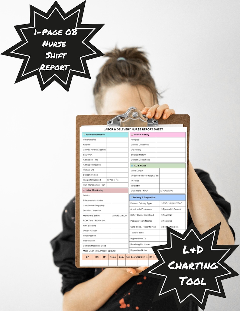 Editable OB Nurse Report Sheet, L&D Nurse Shift Handoff, Mother Baby ...