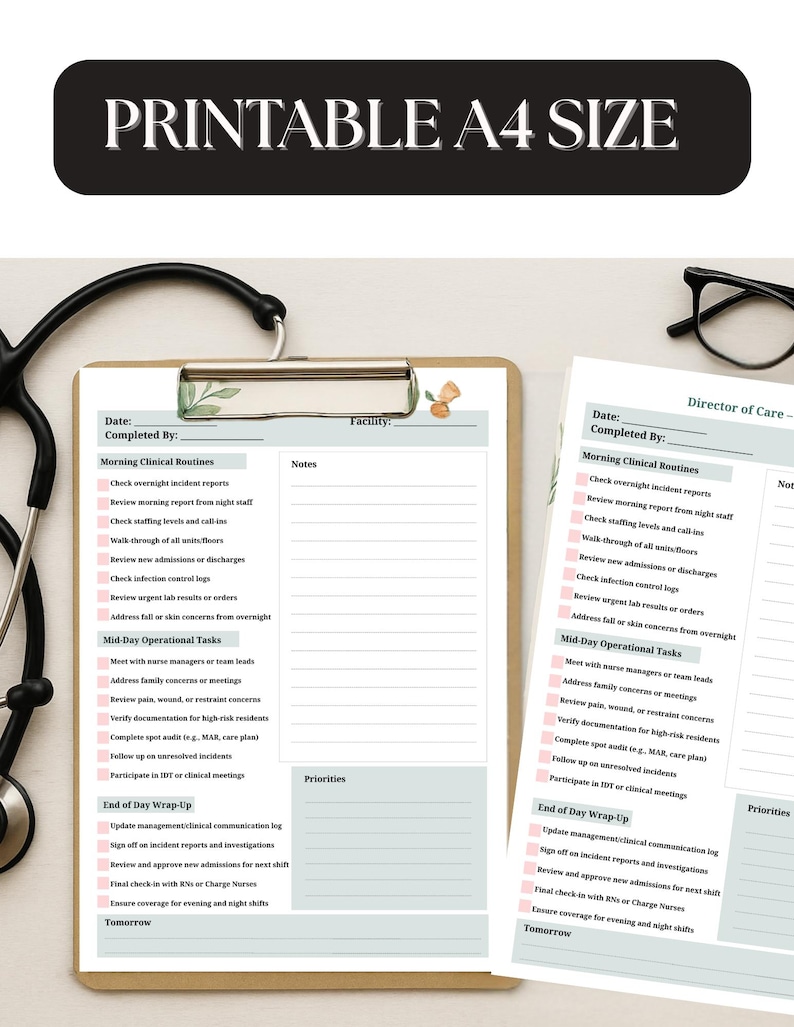 Nurse Manager Daily Checklist , Doc Daily Task List , Director of Care ...