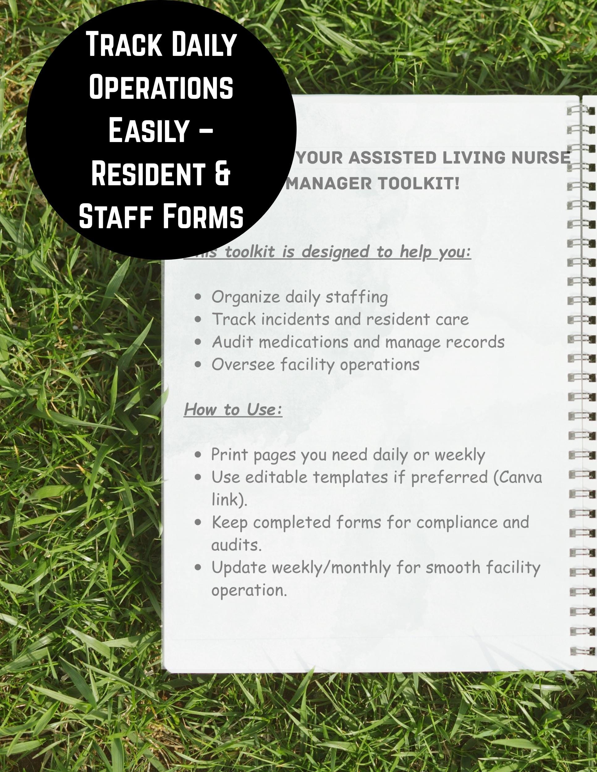 Assisted Living Nurse Manager Starter Toolkit, 19 Pages, Printable ...