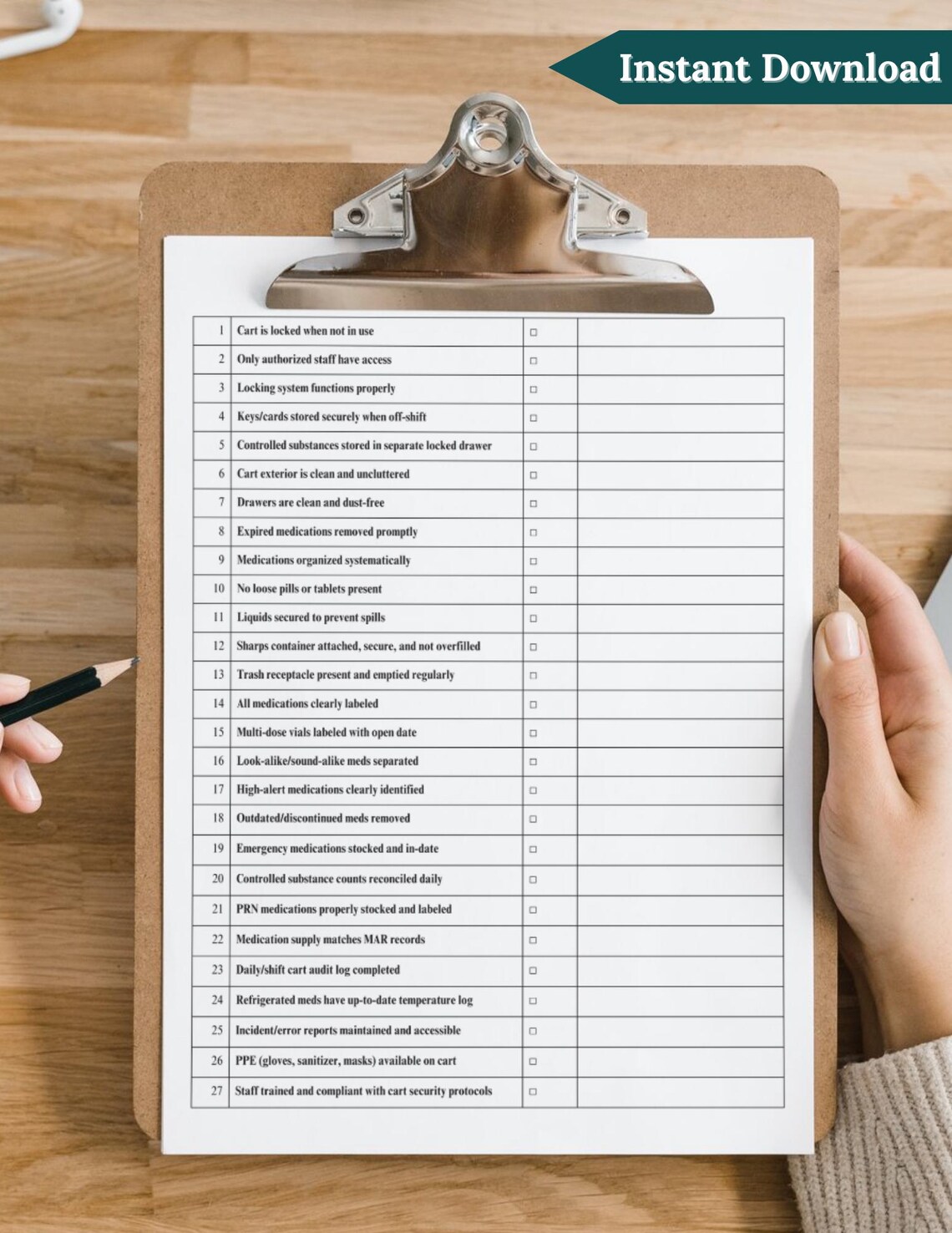 Medication Cart Audit Checklist, Fillable PDF, Nursing Form, LTC ...