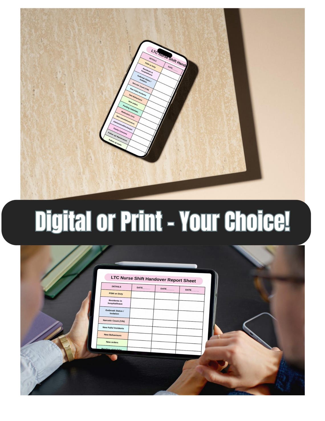 LTC Nurse Shift Handover Report Sheet | Printable Nurse Report Template ...