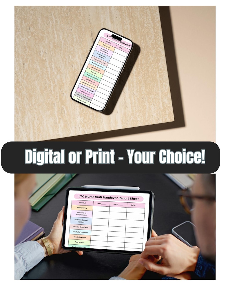 LTC Nurse Shift Handover Report Sheet | Printable Nurse Report Template ...