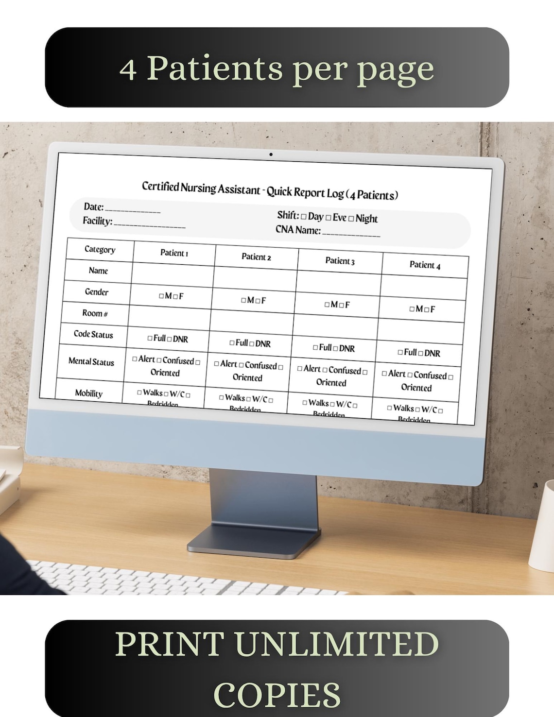 CNA Shift Report Sheet Printable, Certified Nursing Assistant Report ...