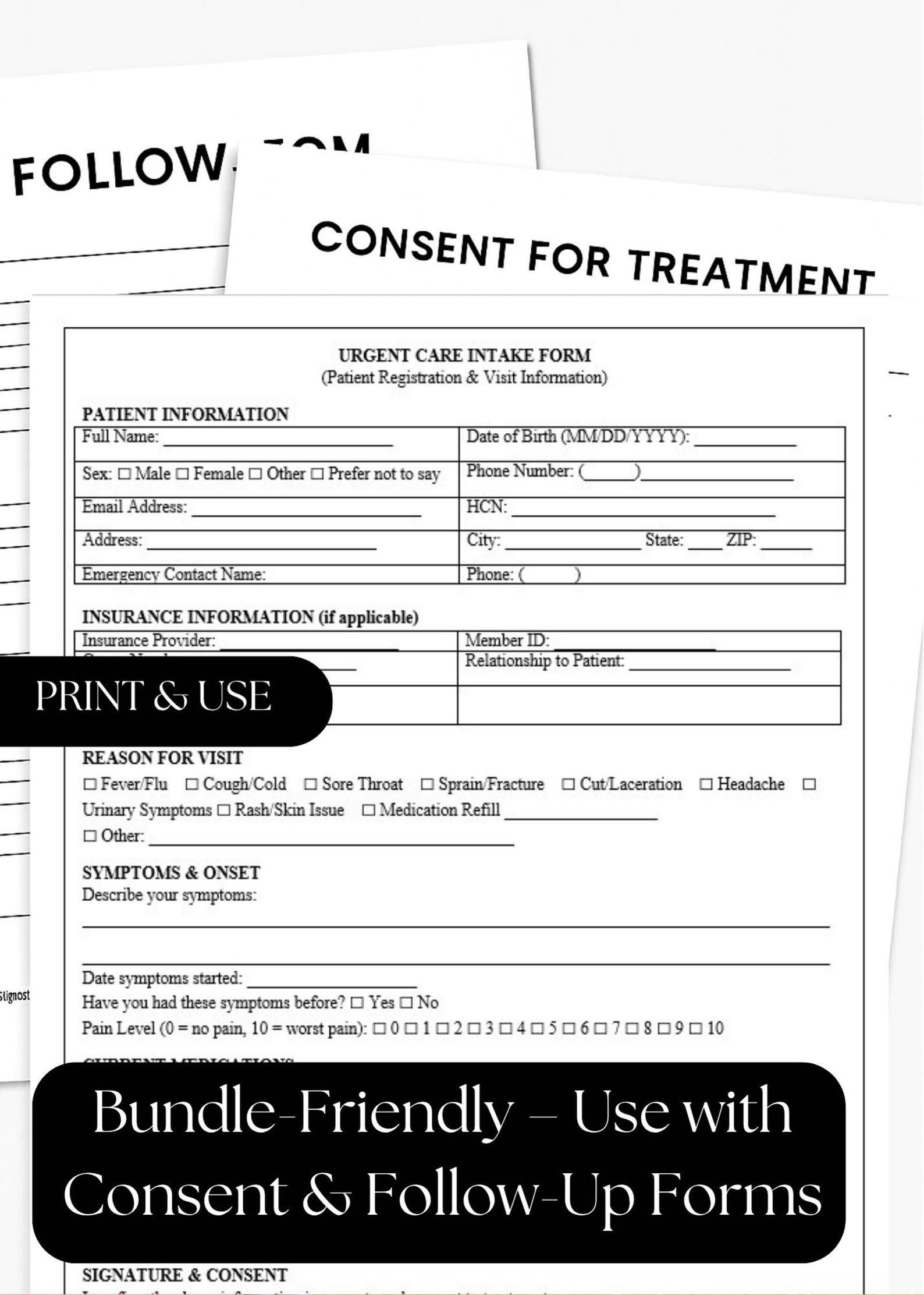 Printable Urgent Care New Patient Registration Form for Walk in Clinics ...