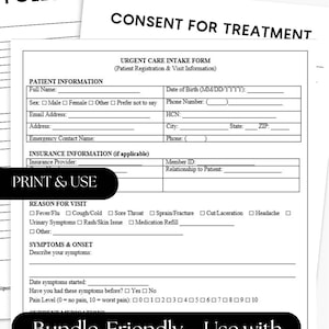 Printable Urgent Care New Patient Registration Form for Walk in Clinics ...