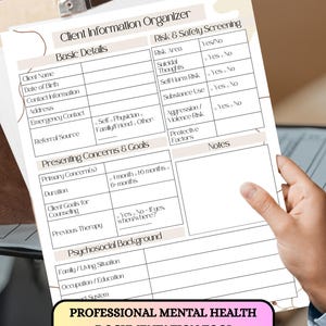 Client Information Organizer for Counselors, 5-page Therapy Intake ...