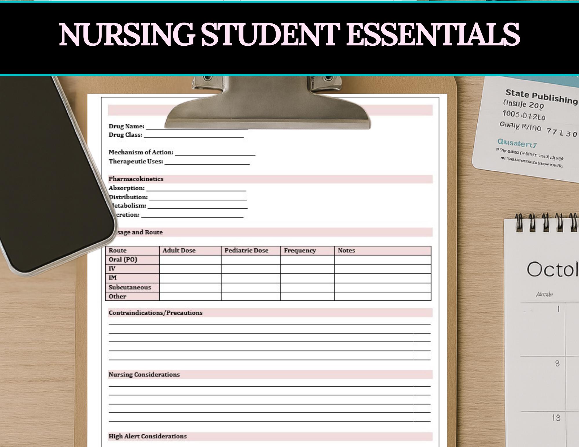 Pharmacology Drug Study Template, Nursing Student Printable, Editable ...