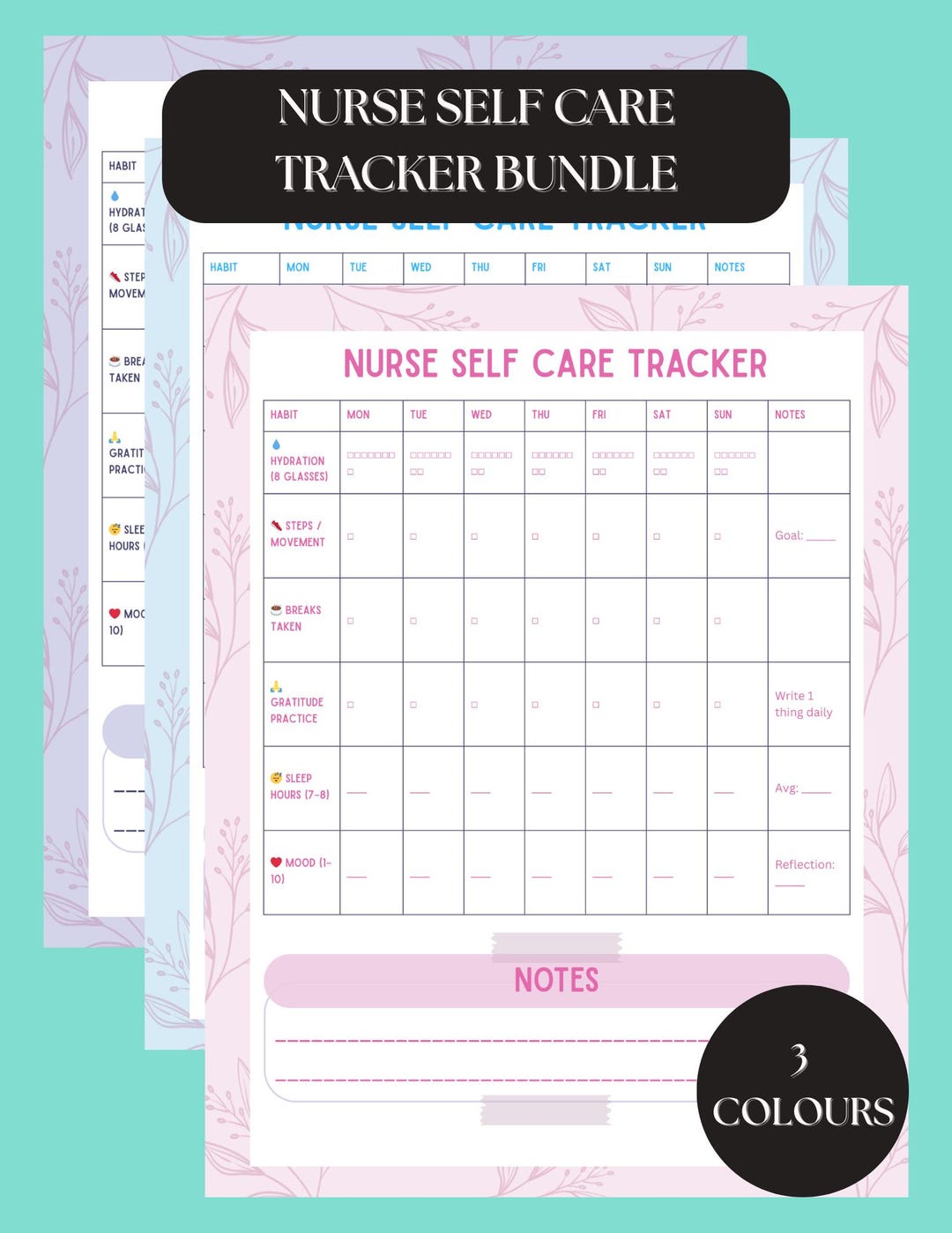 Nurse Self Care Tracker Printable, Nursing Student Wellness Planner ...