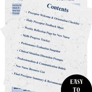 Preceptor Nurse Onboarding Toolkit, New Grad Nurse Orientation Binder ...