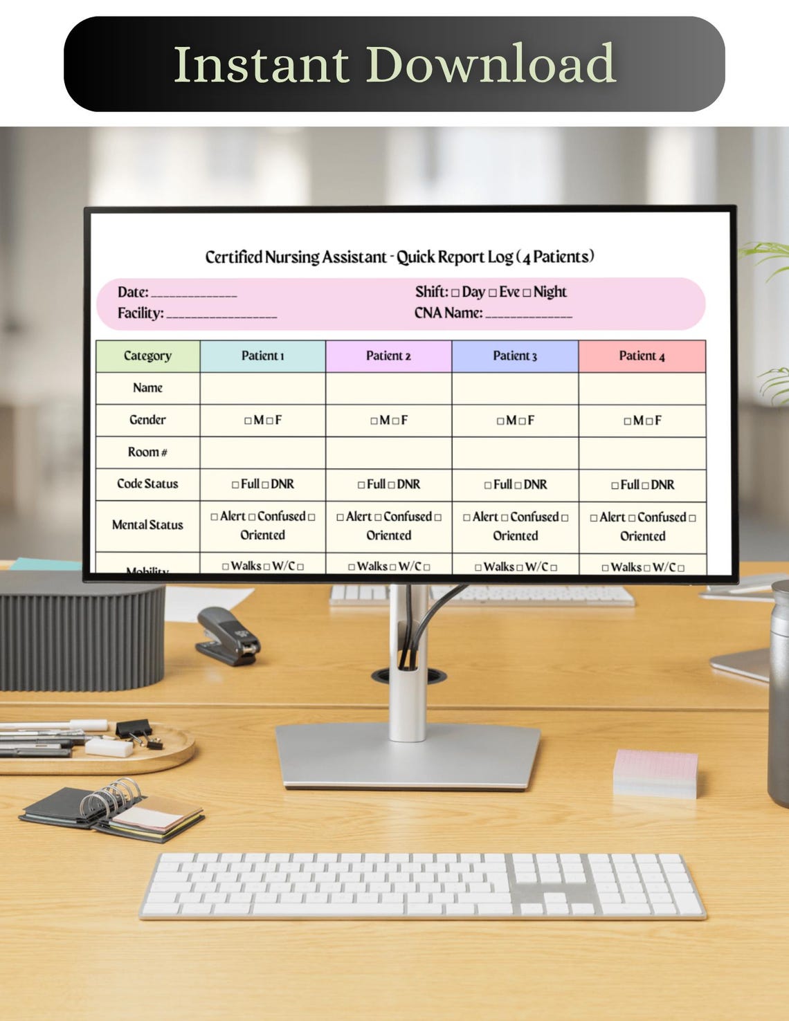 CNA Shift Report Sheet Printable, Certified Nursing Assistant Report ...