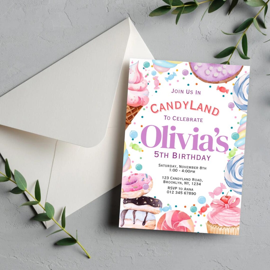 Candy Land Invitation, EDITABLE Sweet Celebration Party Invite, Sweets ...