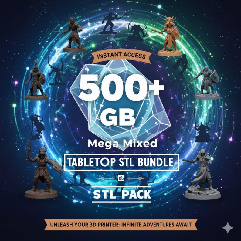500+ GB Mega Tabletop STL Bundle, 3D Printing Miniatures Terrain ...
