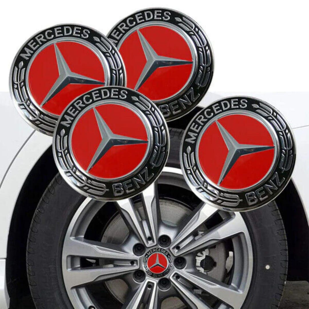Set of 4 Mercedes Wheel Caps 75mm – Red Logo Hubcaps for Rims - Etsy