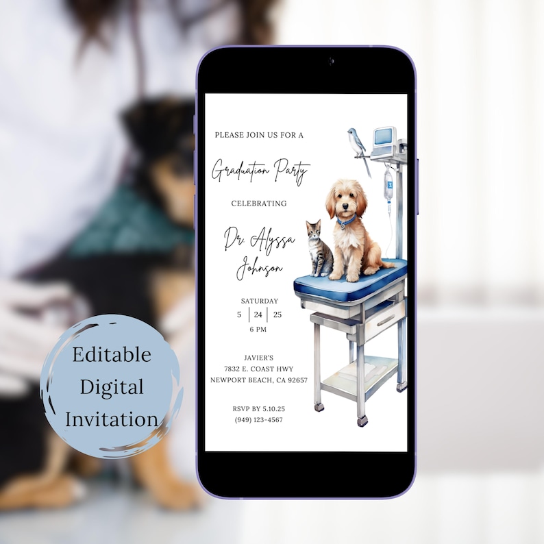 Veterinarian Graduation Party Invitation | Digital Vet Graduation Party ...