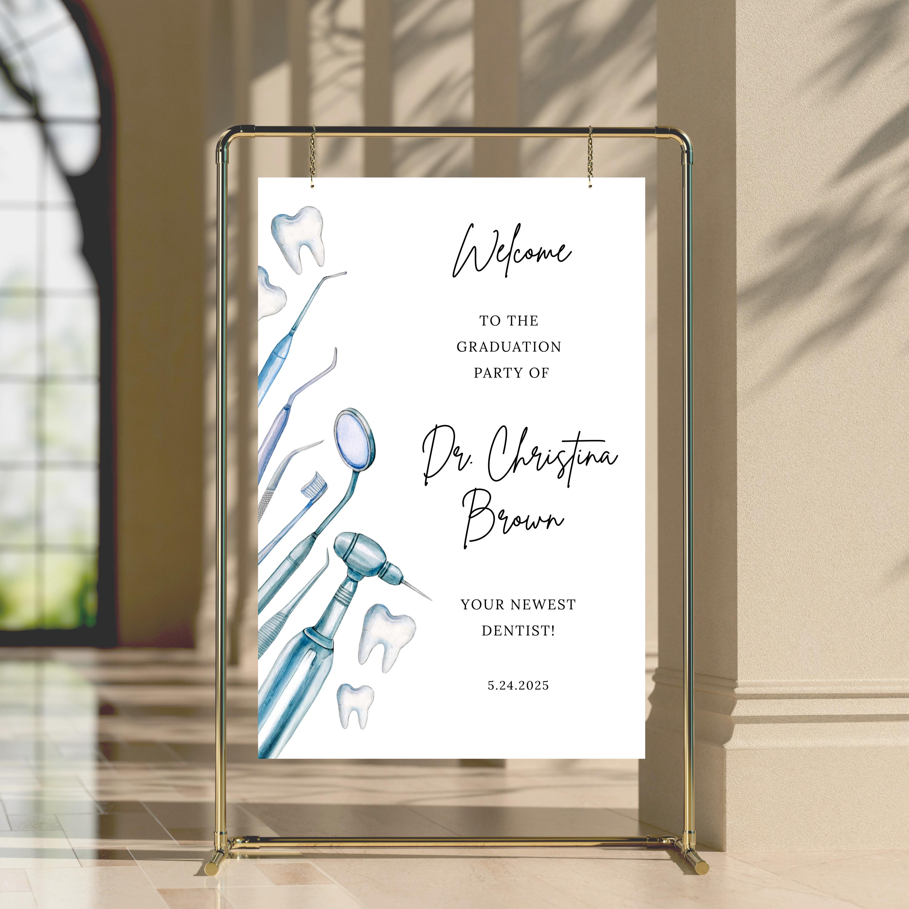 Dentist Graduation Party Welcome Sign | Dental Grad Party Welcome Sign ...