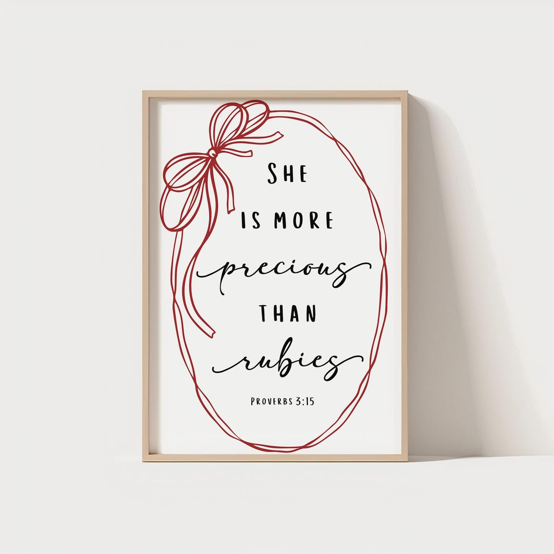 Proverbs 3:15 Bible Verse Wall Art | She is More Precious Than Rubies ...