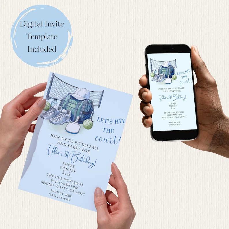 Pickleball Birthday Invitation | Pickleball Party Invitation Digital ...