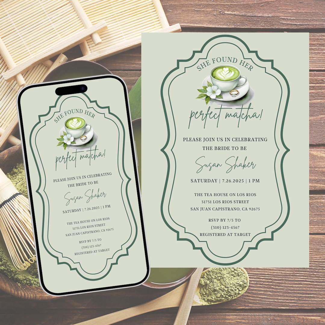 Perfect Matcha Bridal Shower Invitation |matcha Bridal Shower ...