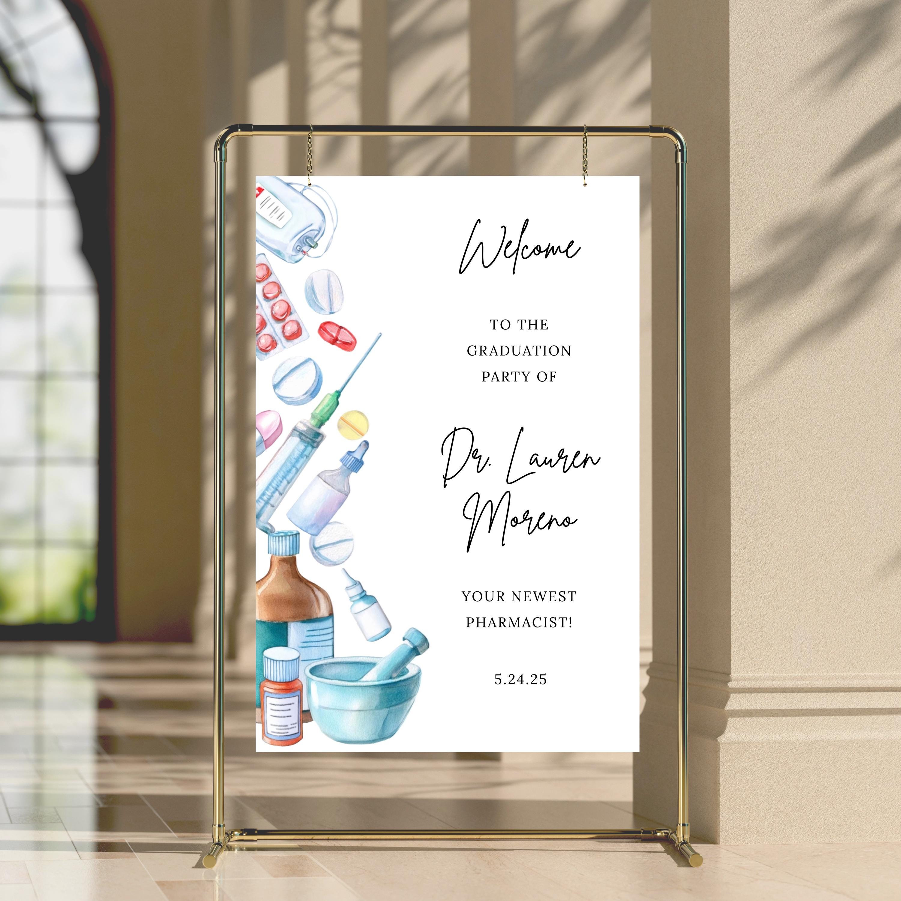 Pharmacist Graduation Party Welcome Sign | Pharmacy Grad Welcome Sign ...