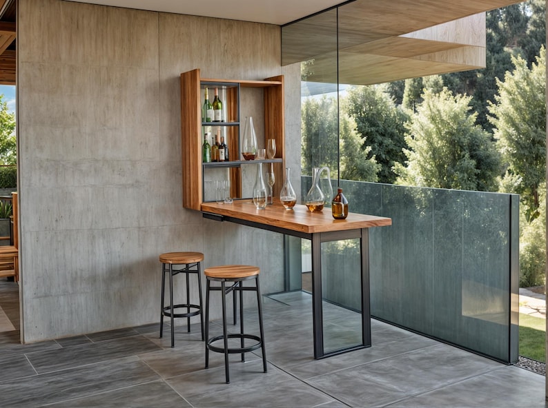 DIY Wall Mounted Murphy Bar Plans, Mini Bar Step by Step Build Plan ...