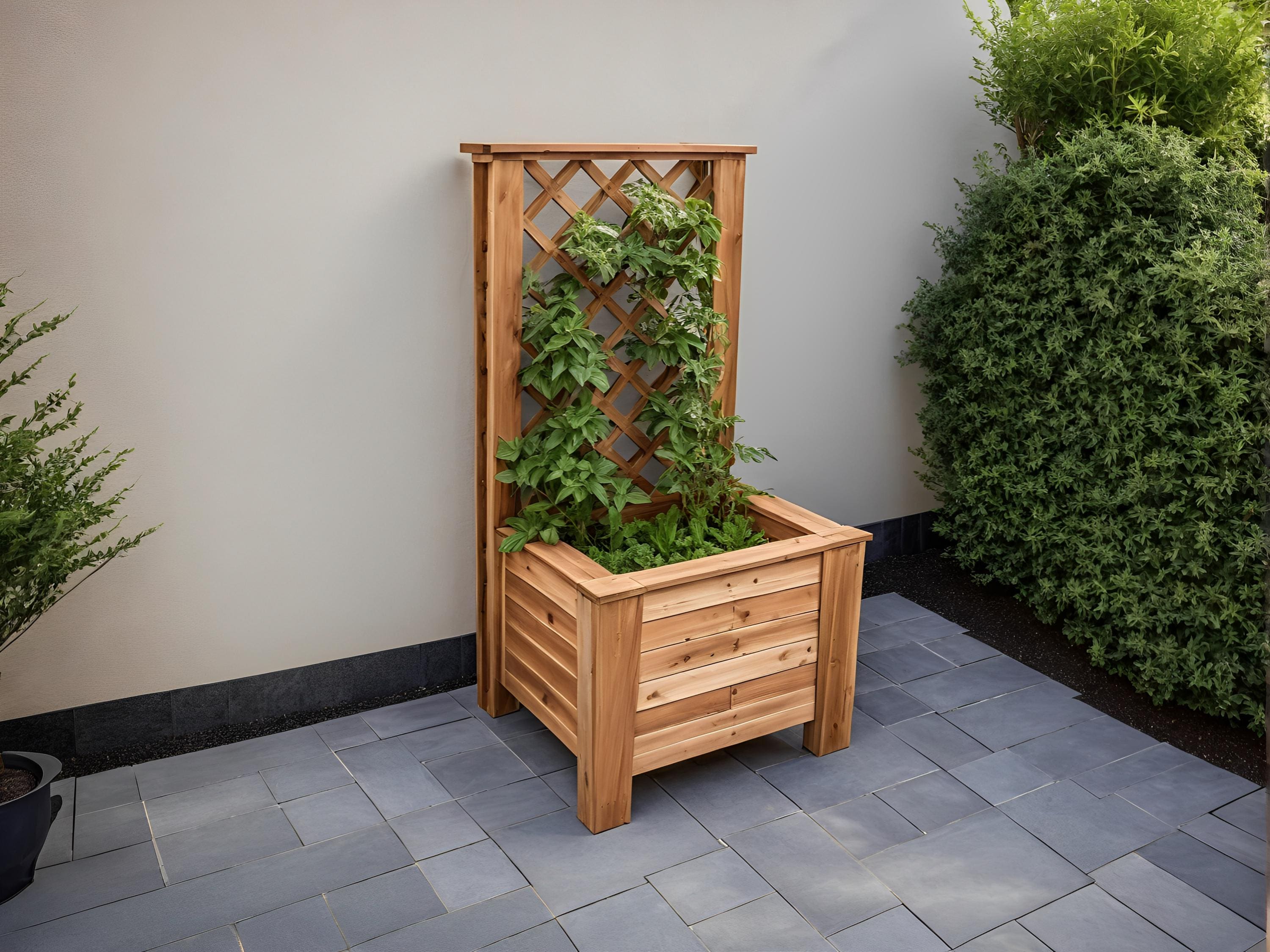 Planter Box With Trellis Plan: Woodworking Plans (PDF Download) - Etsy
