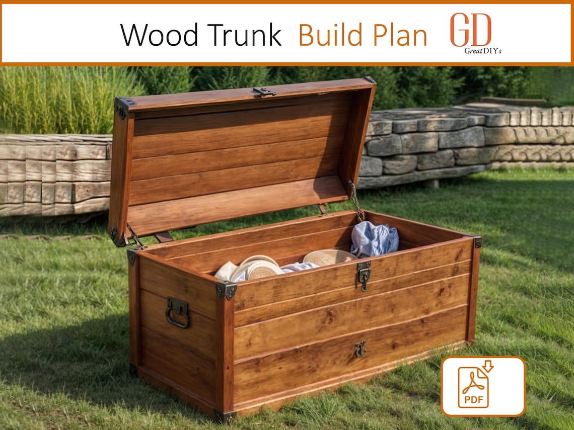 Wooden Storage Trunk Plans: Rustic Antique Style Chest, Woodworking ...